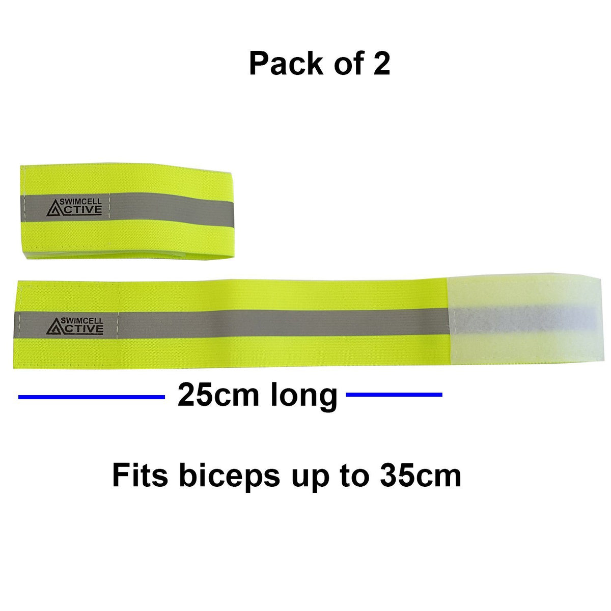 Hi-Vis Reflective Neon Armband. Pack of 2. - SwimCell